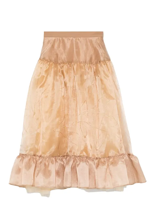 PAPA OPPONG Metallic-threading Midi Skirt - Brown