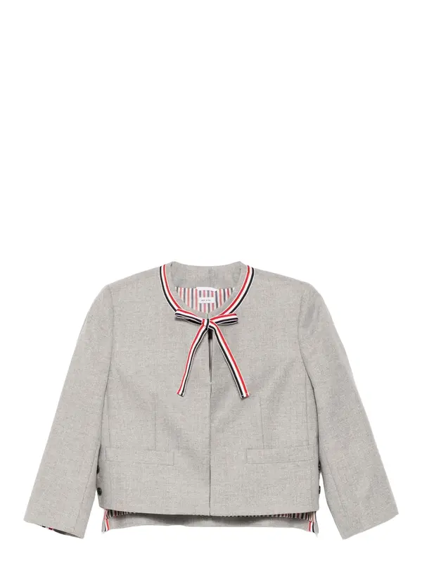 Thom Browne Flannel Cropped Jacket - Grey