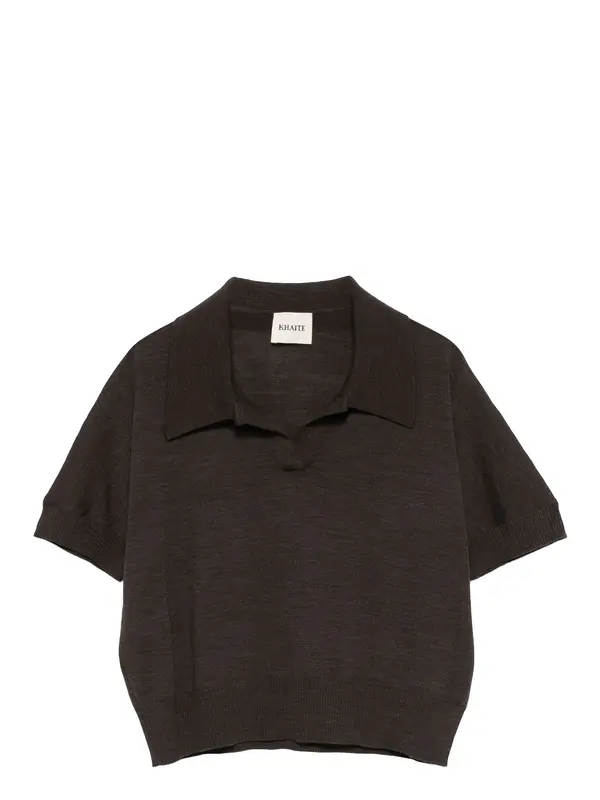 Khaite Morgane Polo Top - Brown