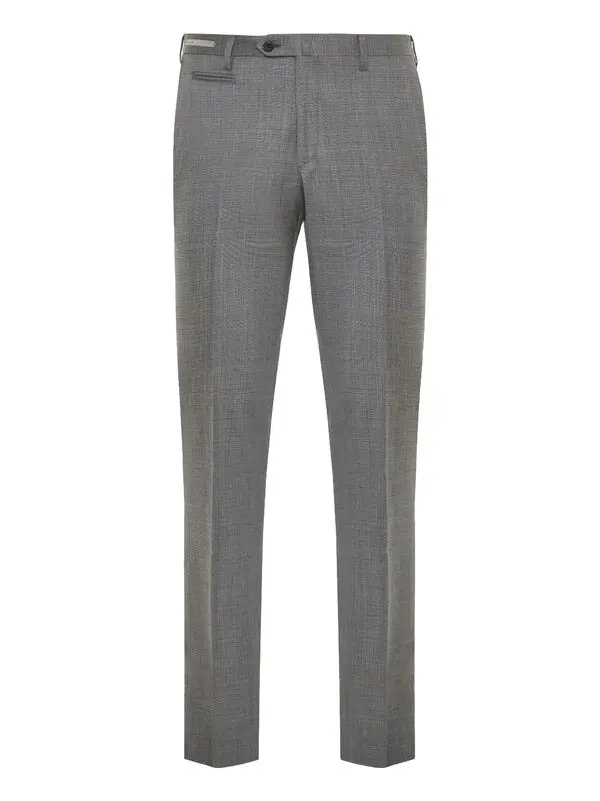 Corneliani Pressed-crease Wool Trousers - Grey