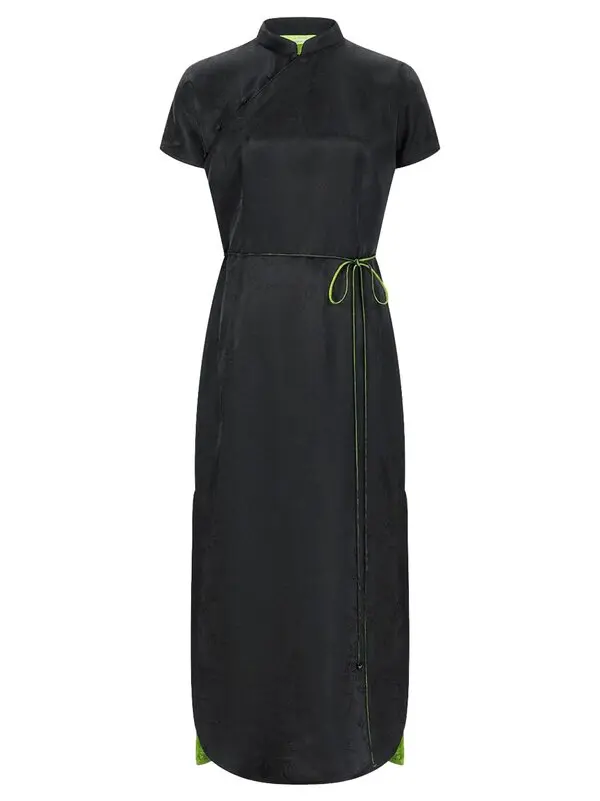 Shanghai Tang X Chen Silk Qipao Dress - Black
