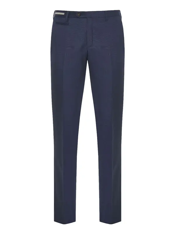 Corneliani Pressed-crease Wool Trousers - Blue