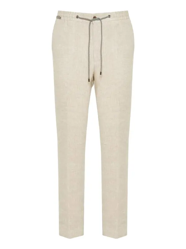 Corneliani Drawstring Linen Trousers - Neutrals