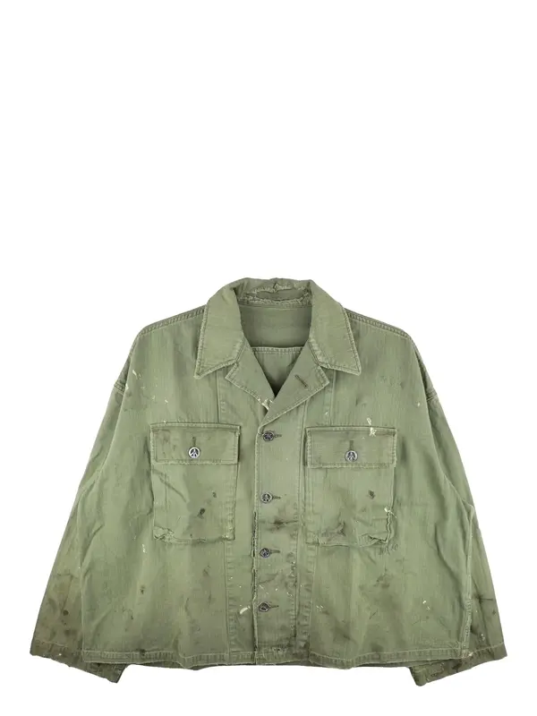 Readymade Herringbone Shirt Jacket - Green