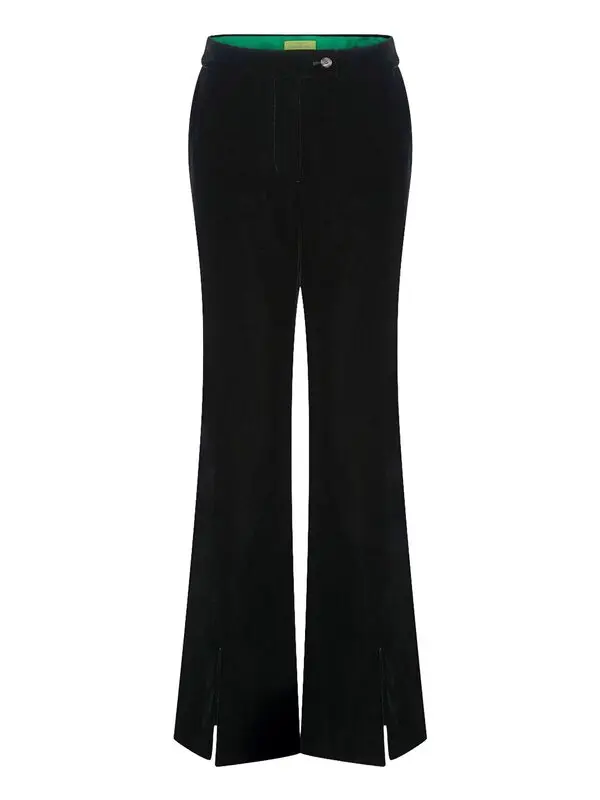 Shanghai Tang X Chen Velvet Flared Trousers - Black