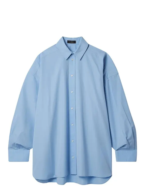 Wardrobe.NYC Oversized Cotton-poplin Mini Shirt Dress - Blue