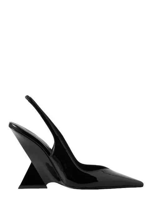 Attico Cheope 105 Patent-leather Slingback Pumps - Black
