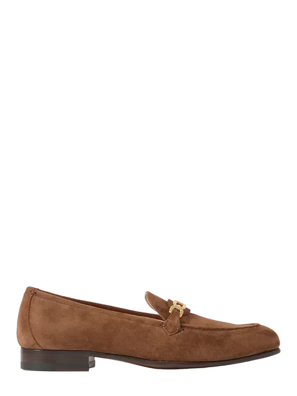 TOM FORD Embellished Suede Loafers - Brown