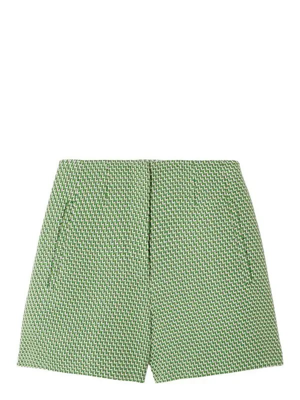 Veronica Beard Jazmin Woven High-waisted Shorts - Green