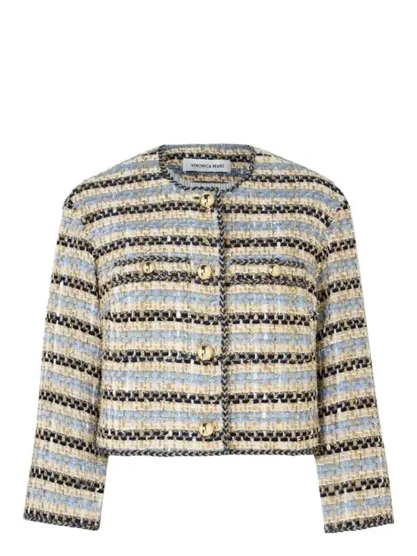 Veronica Beard Sumira Metallic Tweed Jacket - Blue