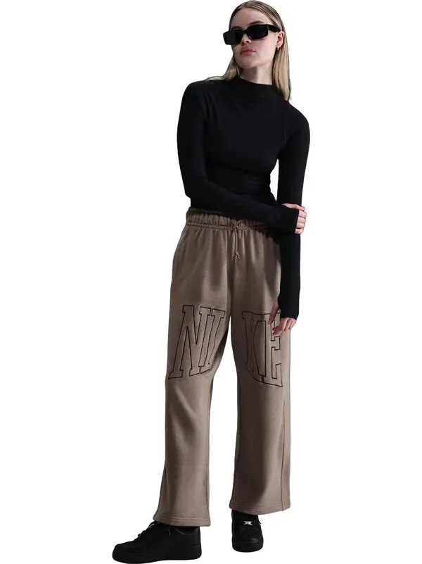 Nike Sportswear Mid-rise Oversized Open-hem French Terry Pants - Brown