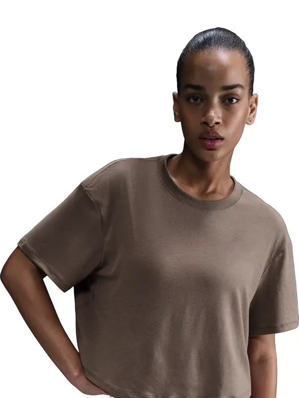 Nike Relaxed Dri-fit Cropped Short-sleeve Top - Brown
