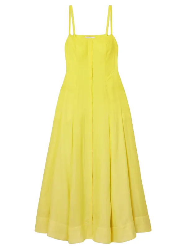 Gabriela Hearst Magritte Herringbone Maxi Dress - Yellow