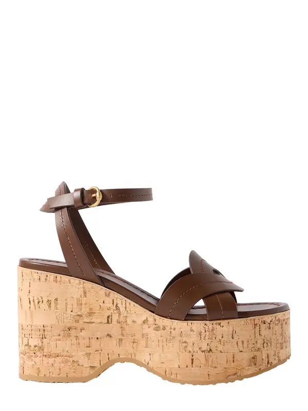 GIANVITO ROSSI 105 Leather Platform Sandals - Brown