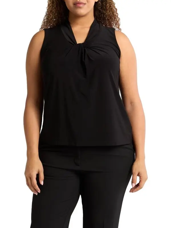 KASPER Twist Neck Sleeveless Top - Black