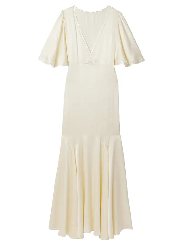 BODE Claret Hammered-silk Gown - Cream