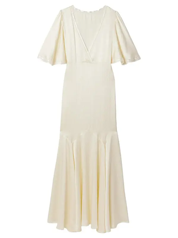 BODE Claret Hammered-silk Gown - Cream