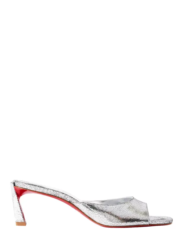 CHRISTIAN LOUBOUTIN Condora 55 Metallic Cracked-leather Mules - Silver