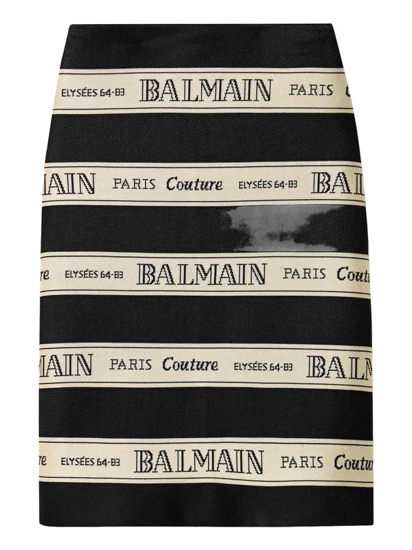 Balmain Canvas-jacquard Midi Skirt - Black