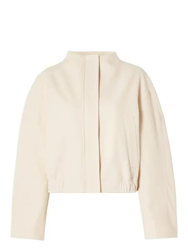 Loulou De Saison Bago Cropped Textured Cotton-blend Twill Jacket - Neutrals