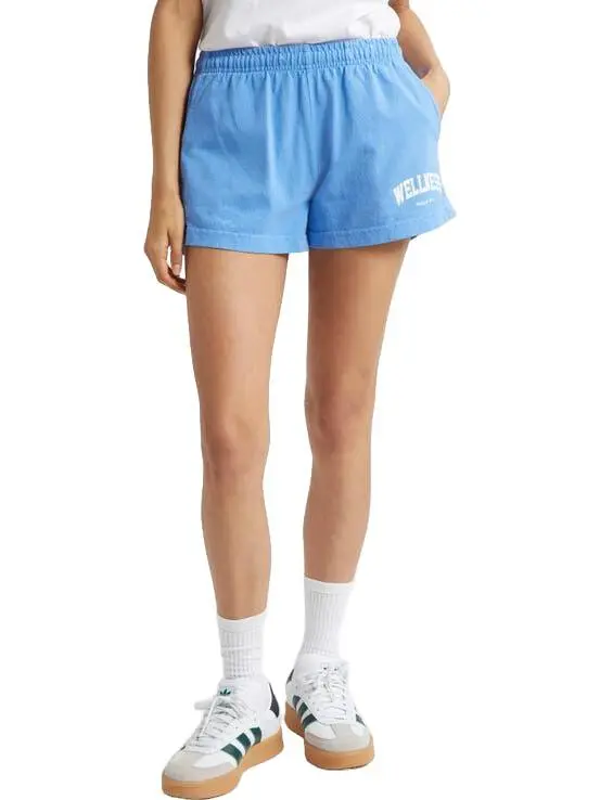 SPORTY & RICH Wellness Ivy Disco Shorts - Flax Blue