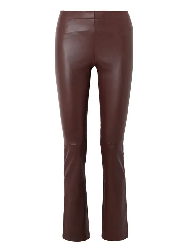 Stouls Jp Paneled Leather Flare Pants - Brown