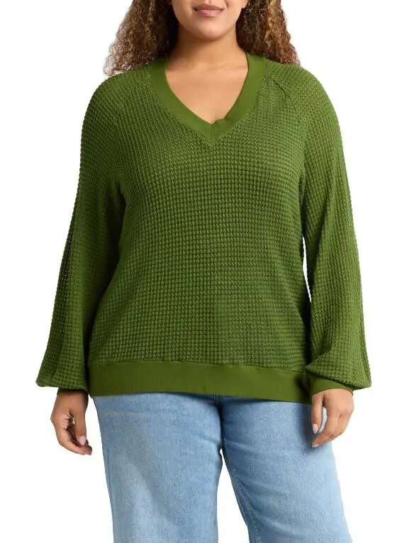 GIBSONLOOK Courtside Open Stitch Sweater - Olive