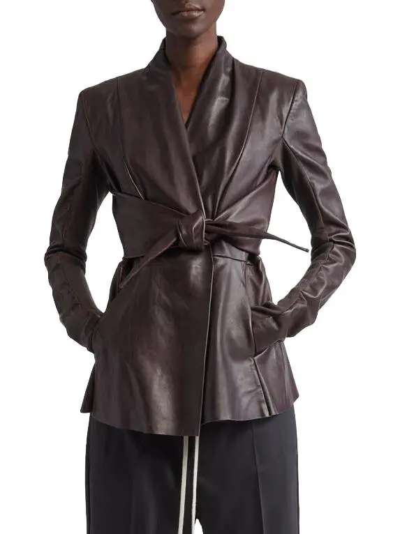 Rick Owens Strutter Leather Jacket - Mahogany