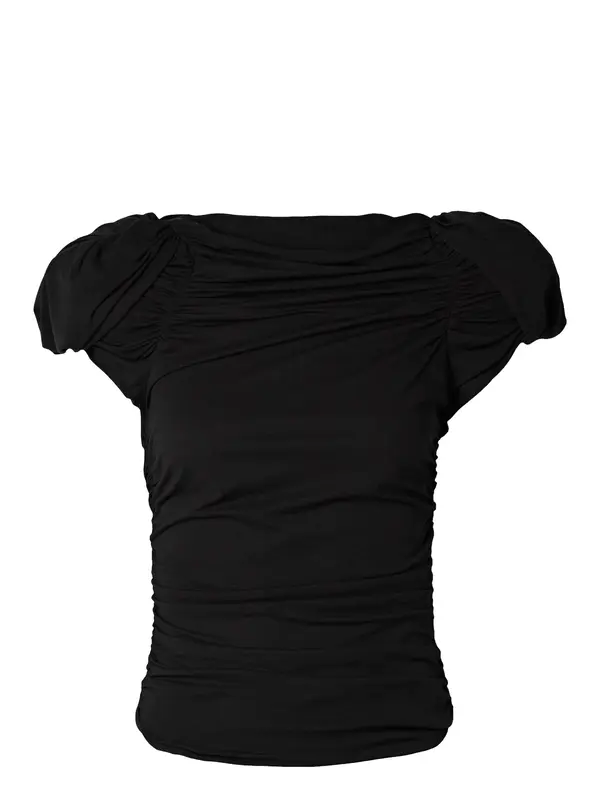 Magda Butrym Ruched Silk-blend Top - Black