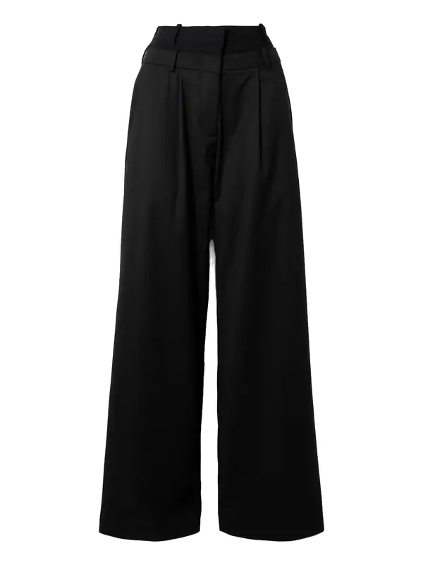 16Arlington Ivlia Layered Pleated Wide-leg Pants - Black