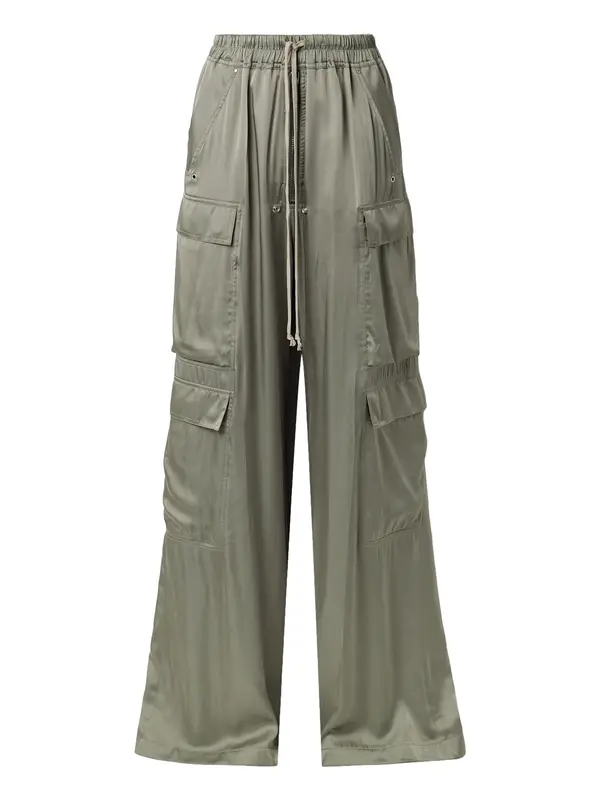 Rick Owens Satin Wide-leg Cargo Pants - Green