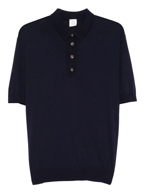 Eleventy Knitted Polo Shirt - Blue