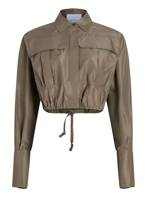Patou Cropped Faille Safari Shirt - Brown