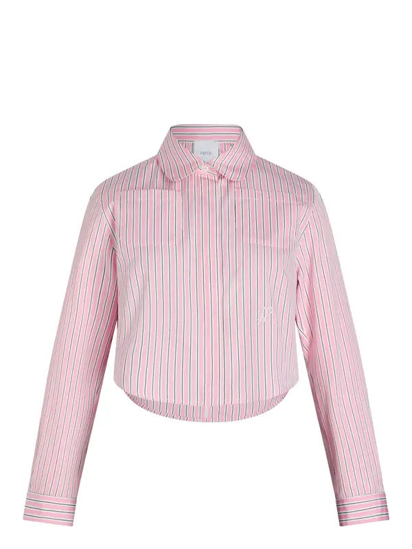 Patou Cropped Printed Poplin Shirt - Pink