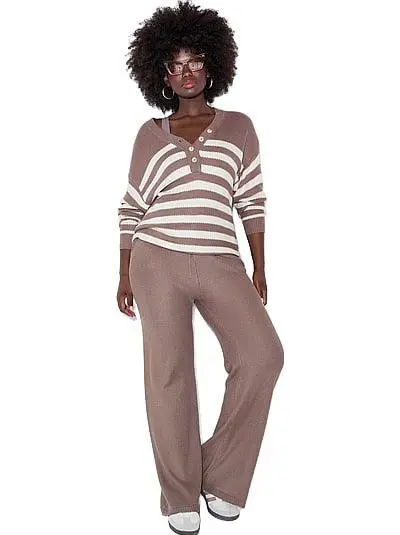 Pink Cambridge Knit Beach Pants - Brown