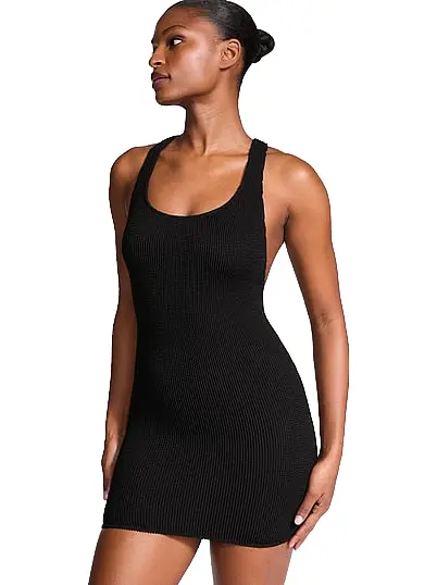 Victoria's Secret Crinkle Racerback Tube Swim Dress - Black