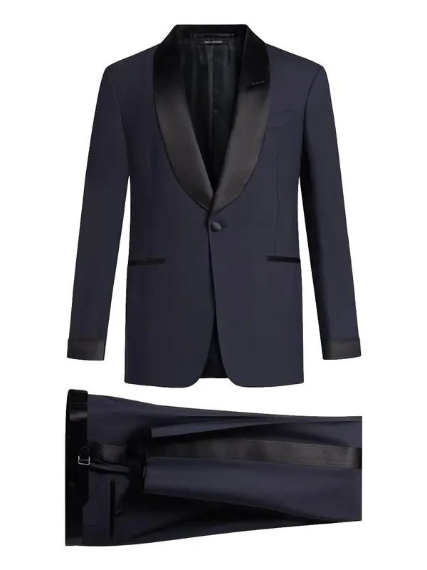 TOM FORD Satin-trim Suit - Blue