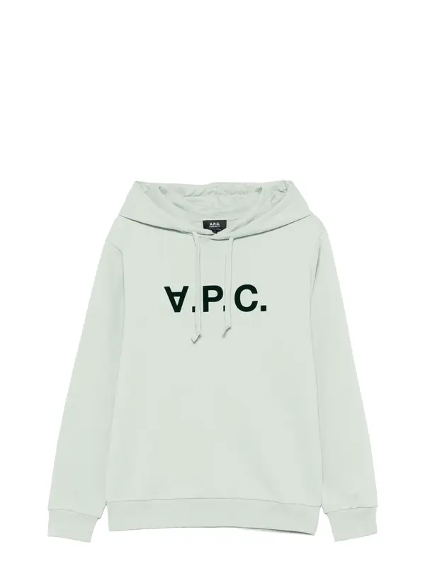 A.p.c. Flocked-logo Hoodie - Green