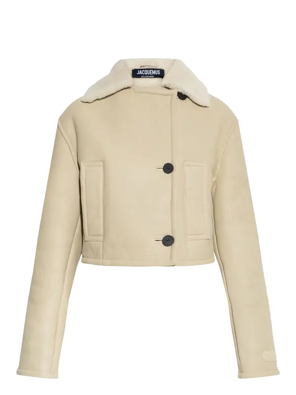 Jacquemus Double-breasted Shearling Jacket - Neutrals