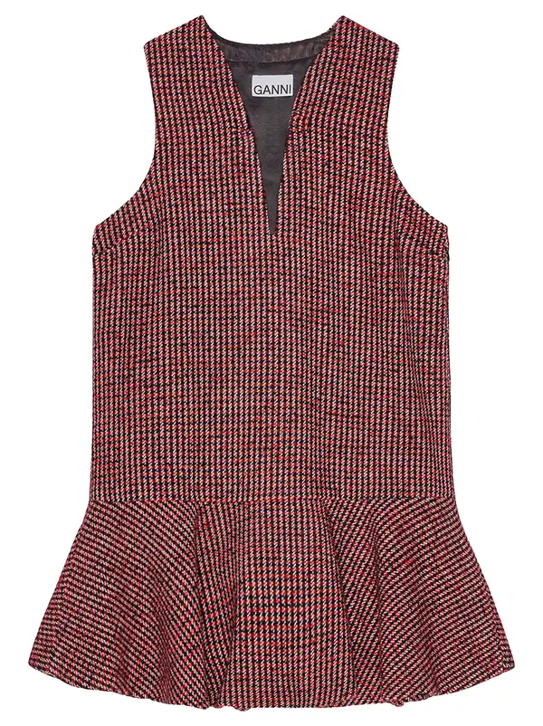 GANNI Checked Mini Dress - Red