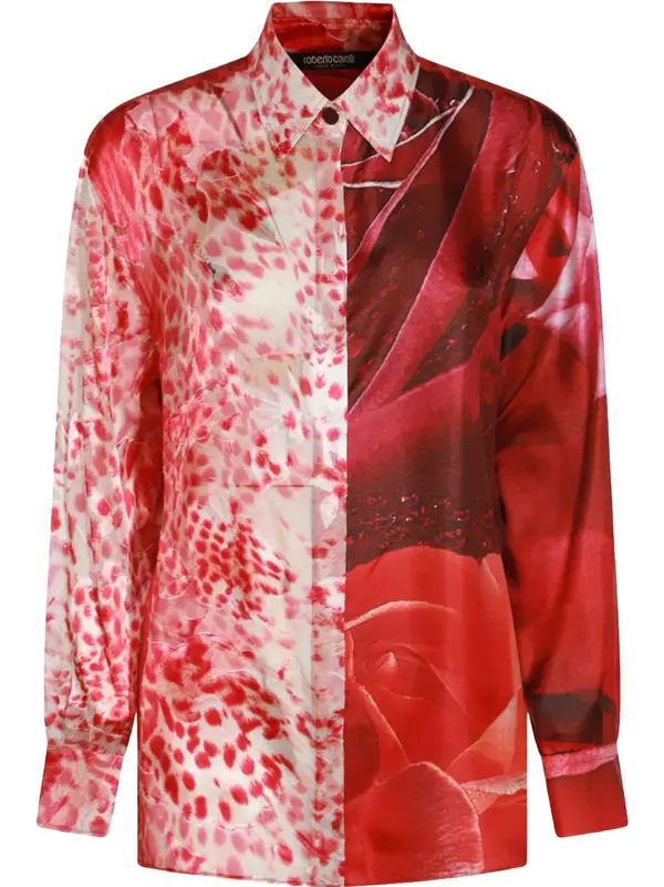 Roberto Cavalli Mix-print Shirt - Red