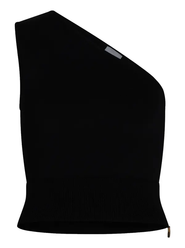 Patou One-shoulder Knitted Top - Black
