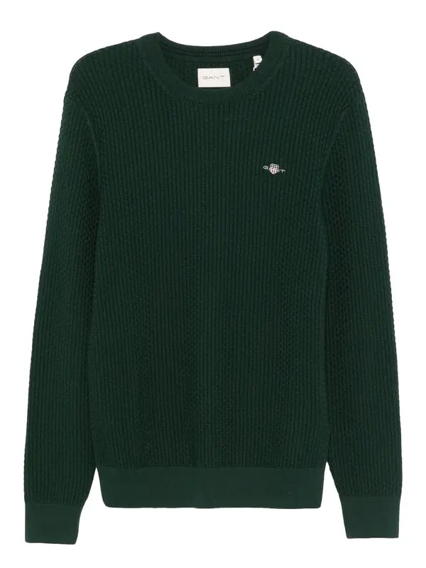 Gant Textured Cotton Sweater - Green