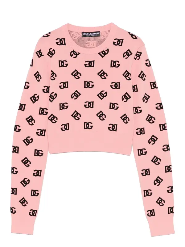 Dolce & Gabbana Dg Jacquard Cropped Sweater - Pink