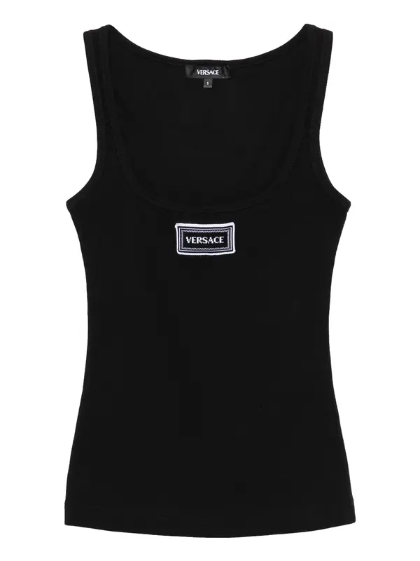 Versace Logo-patch Tank Top - Black