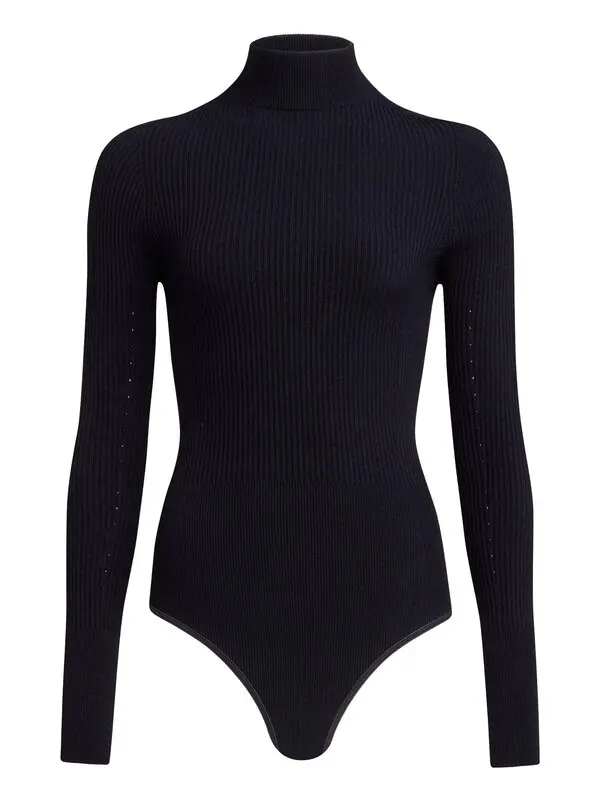 Alaïa High-neck Ribbed-knit Bodysuit - Black