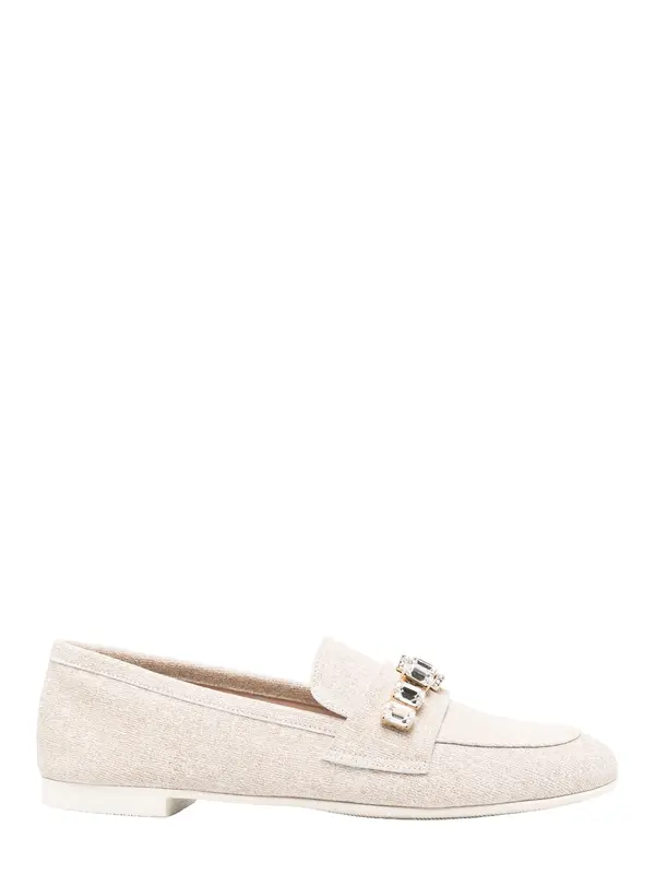 Casadei Crystal-embellished Loafers - Neutrals