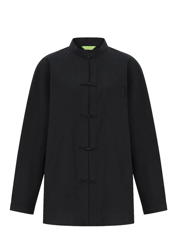 Shanghai Tang X Chen Stand-up Collar Blouse - Black