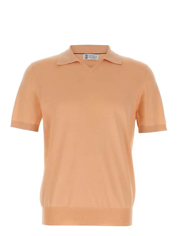 Brunello Cucinelli Knitted Polo Shirt - Orange