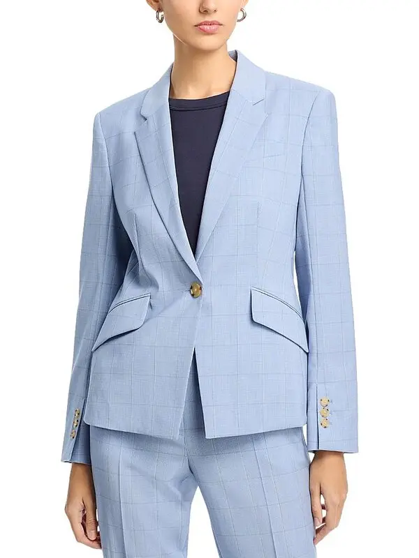 BOSS Jia Blazer - Chambray Blue Windowpane Plaid